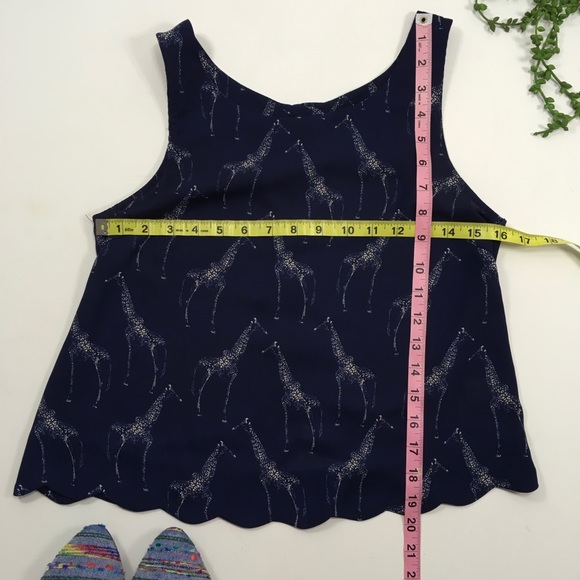 Double Zero | Tops | Double Zero Blue Giraffe Scallop Hem Button Back ...